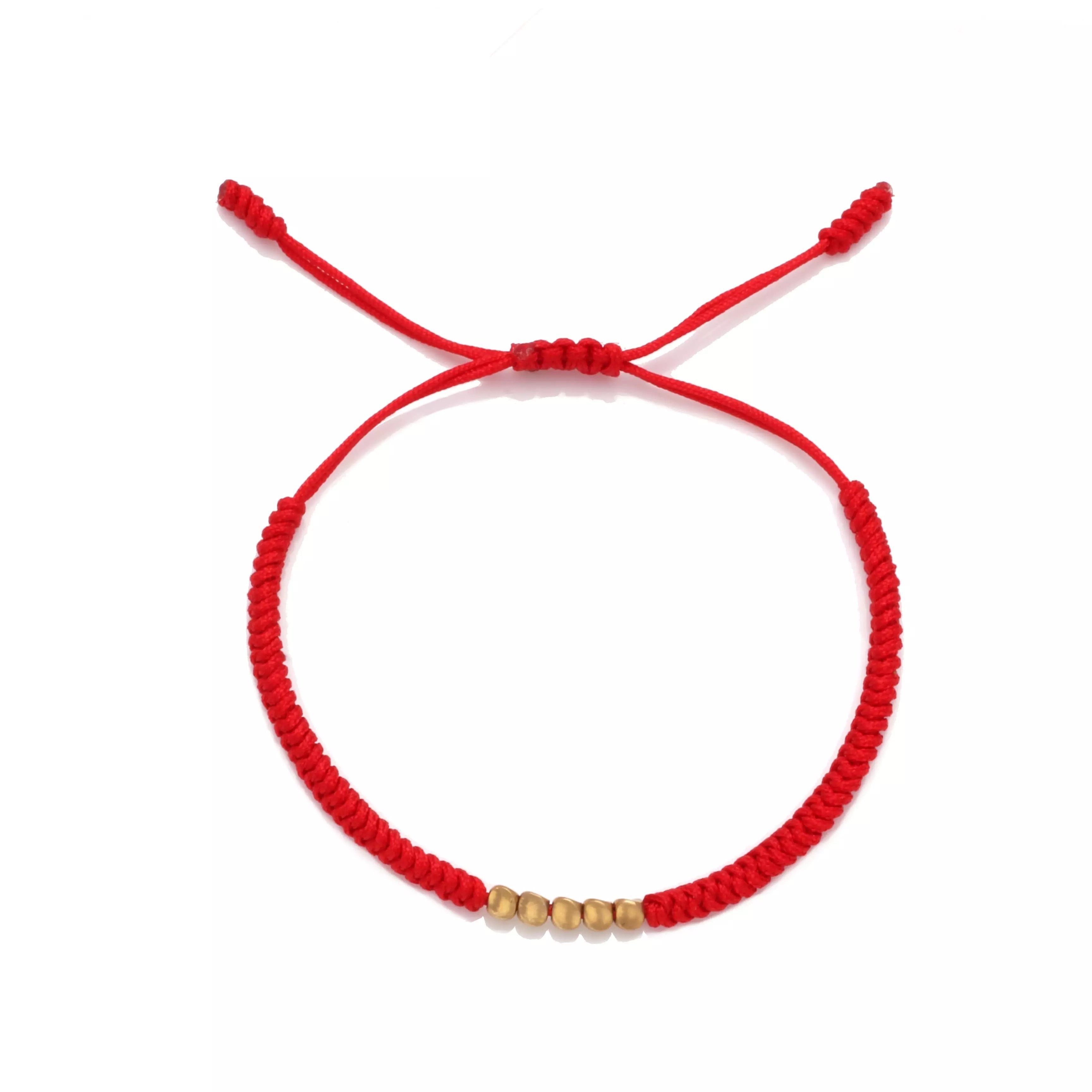 Gold Beads Red String Protection Bracelet | My Harmony Tree