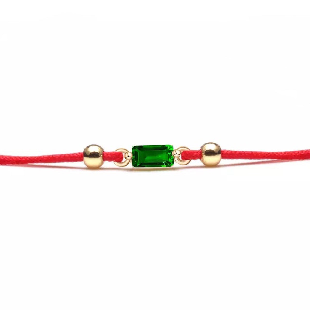 Green CZ Stone Gold Red String Protection Bracelet | My Harmony Tree